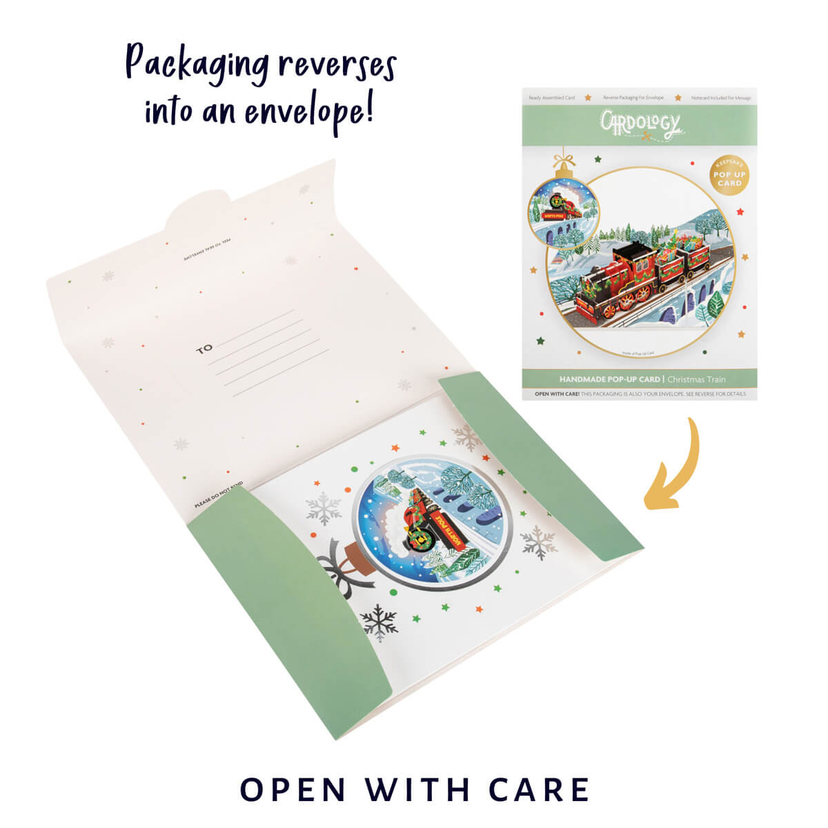Christmas Train Pop Up Card by Cardology | Santa Train 3D Card