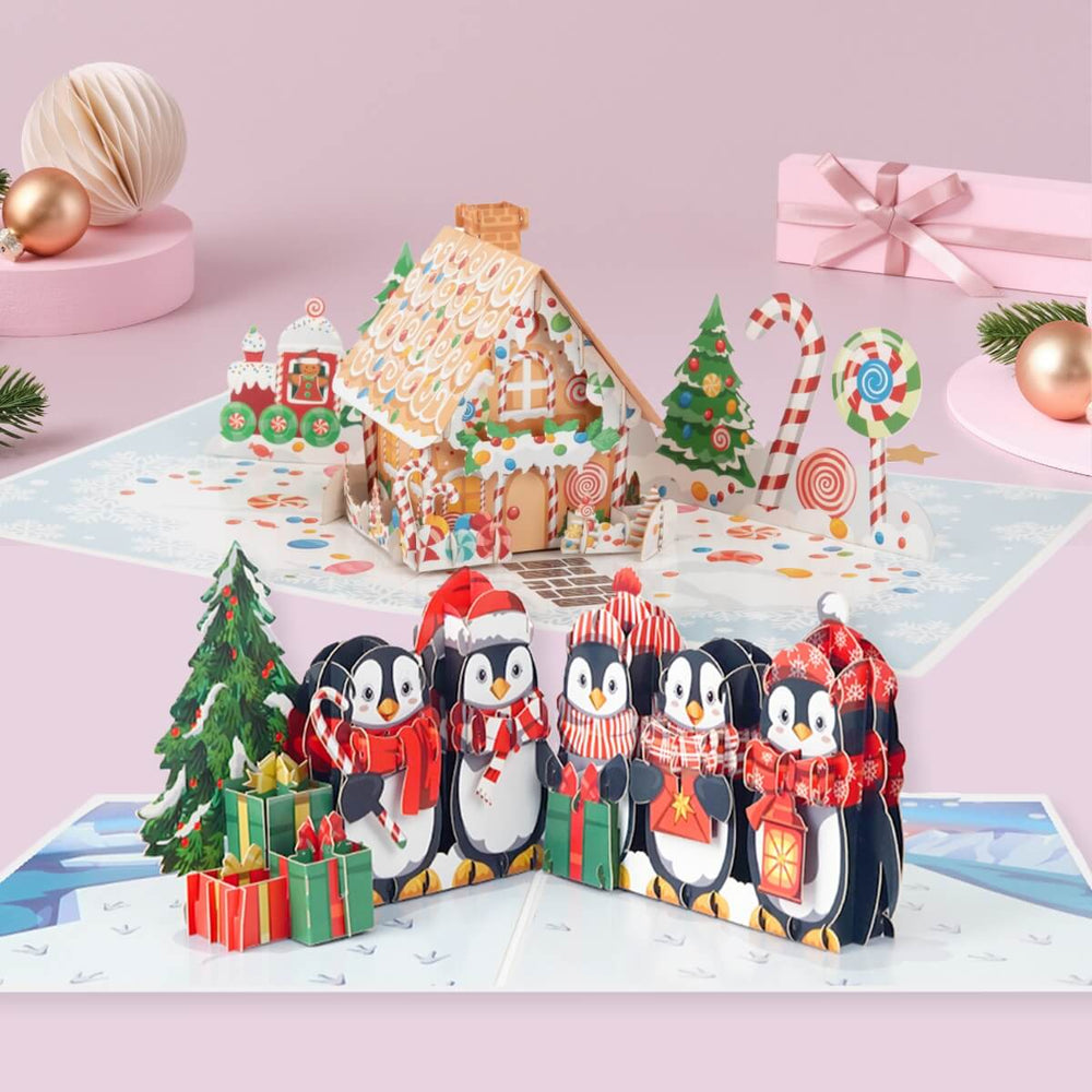 Christmas Pop-Up Card Bundle - Pack of 10 3D Decoration Keepsake Cards ...