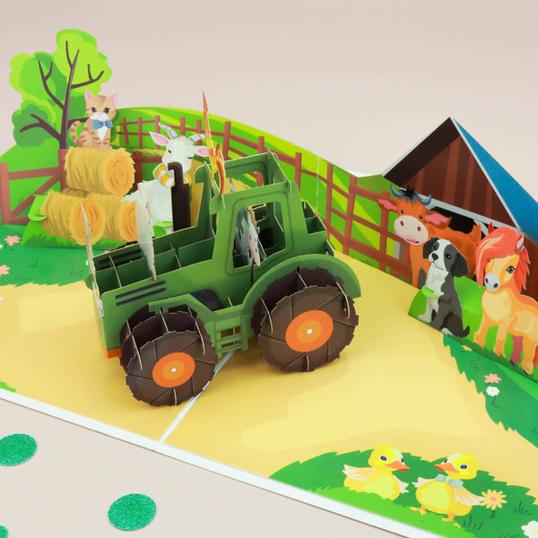 Farm Yard Animals Pop Up Card by Cardology - 1st Birthday Card