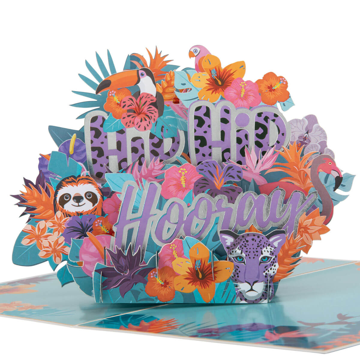 Cardology - Tropical Congratulations 'Hip Hip Hooray' 3D Card for Her