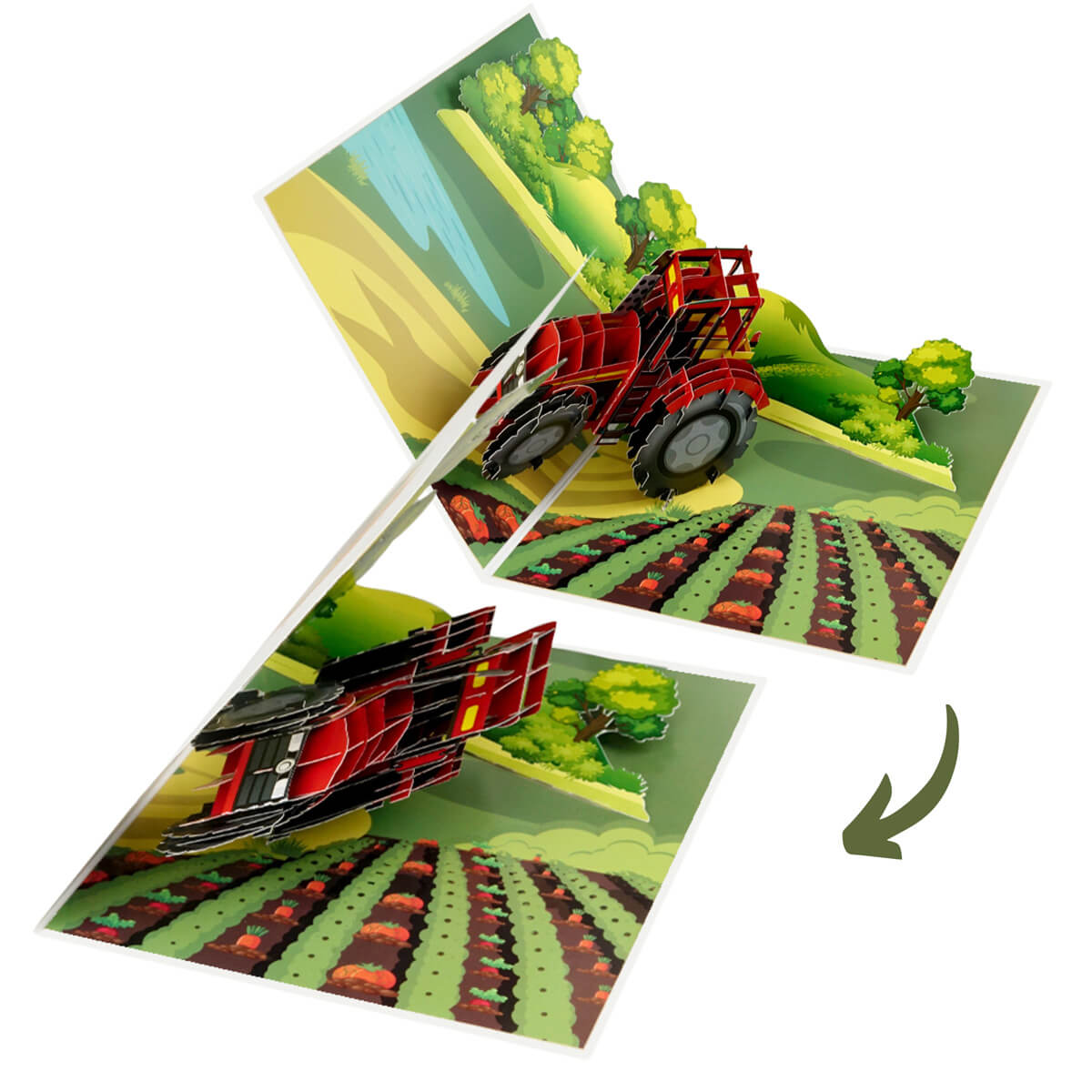 Cardology - Red Tractor 3D Card for Kids | Birthday Gift for Farmers