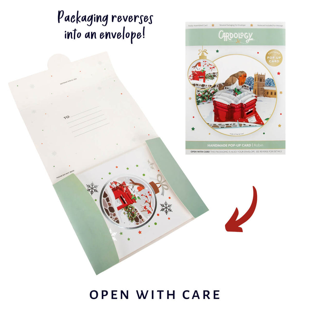 Cardology - Robin Pop-Up Card – British Christmas Card for Grandparent