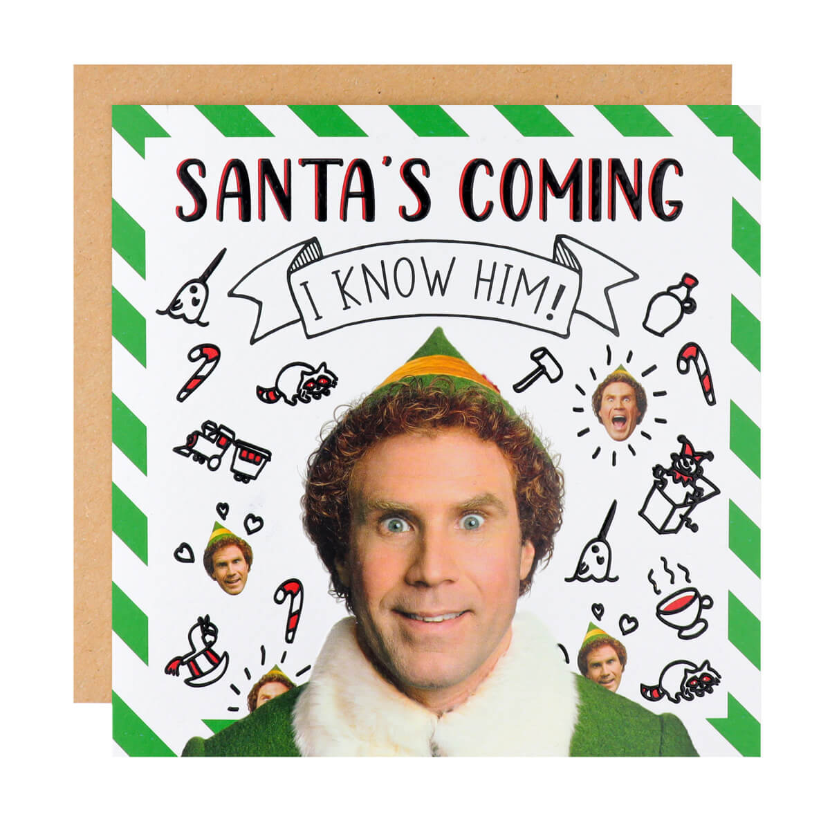 Buddy The Elf Funny Santa's Coming Christmas Card - Will Ferrell ...