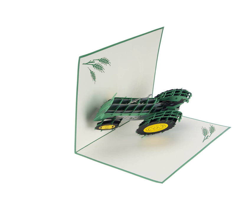 Green Vintage Tractor Pop Up Card, 3D John Deere Tractor Birthday Card ...