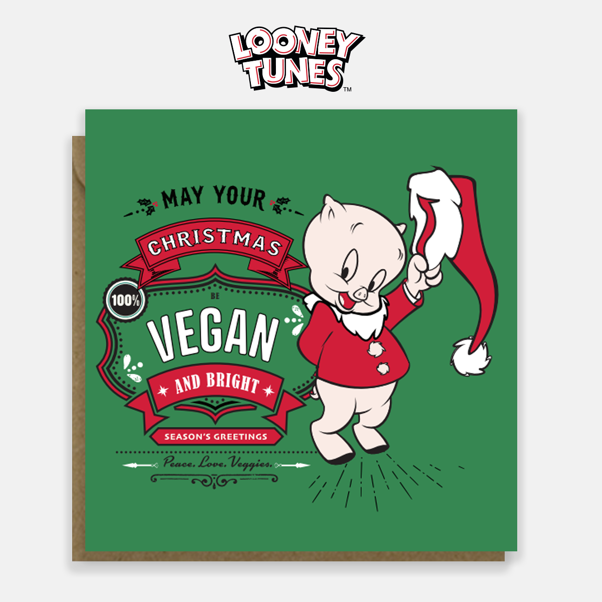 Looney Tunes Christmas Cards | Funny Porky Pig "Vegan Christmas Card ...