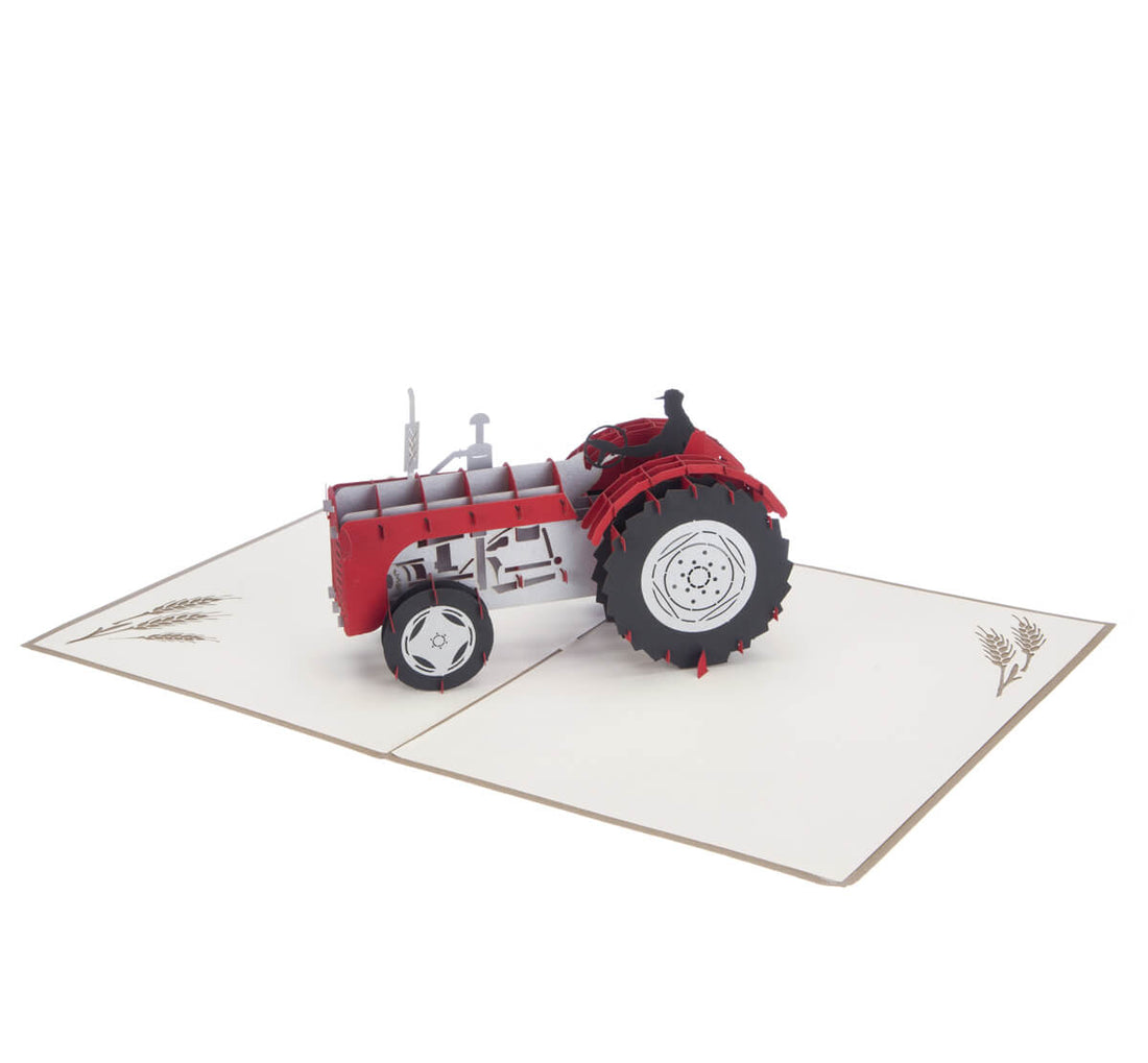 Red Vintage Tractor 3D Card, Massey Ferguson inspired Birthday Card ...