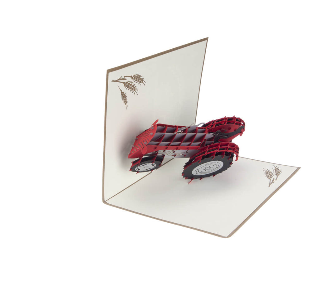 Red Vintage Tractor 3D Card, Massey Ferguson inspired Birthday Card ...